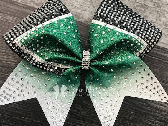 Green And Silver Cheer Bows