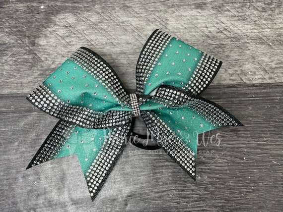 Teal Cheer Bow Green Satin Hair Bow Green Hair Clip Long Bow | Goddiva