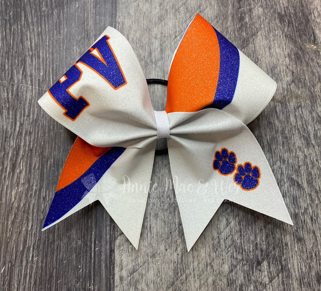White Glitter Cheer Bow With Your Choice of 2 Accent Colors - Etsy