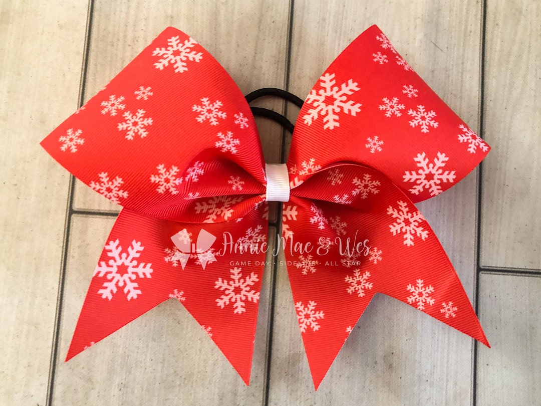 Christmas Cheer Bows - Snowflake Cheer Bows - Christmas Cheer Bow - Red ...