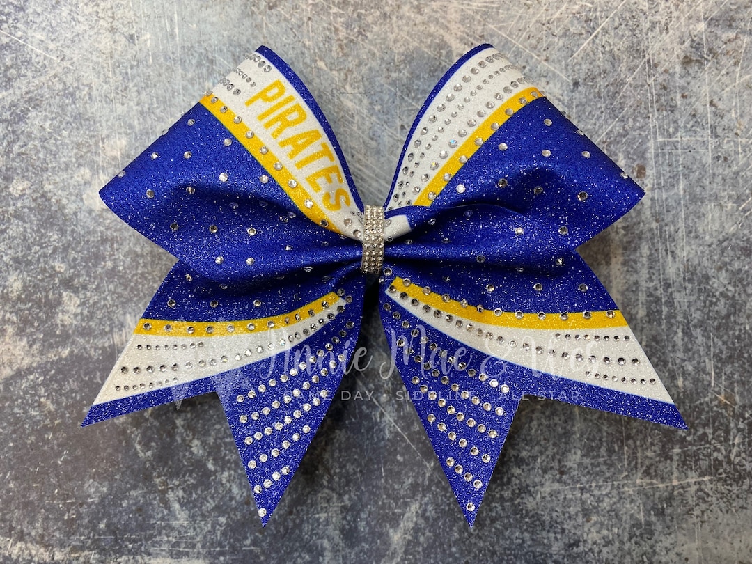 Competition Cheer Bow With Rhinestones – Custom Team Colors – Glitter ...