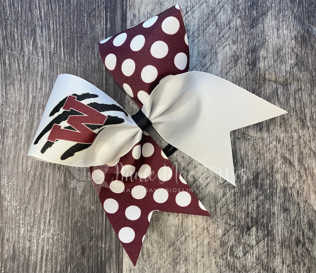 Polka Dot Cheer Bow - White Bow With Your Choice of 2 Accent Colors - Etsy