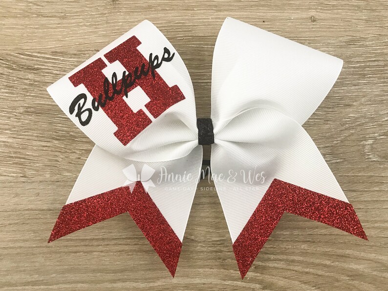 White Cheer Bows White Team Cheer Bow Red and Black Cheer | Etsy
