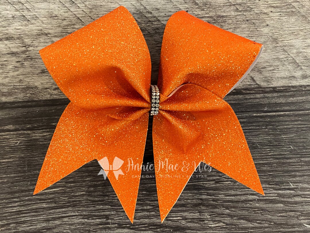 Orange Glitter Cheer Bow – 7" Grosgrain Ribbon Hair Bow - Etsy