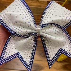 Satin Cheer Bow – Large Rhinestone Competition Hair Bow - Etsy