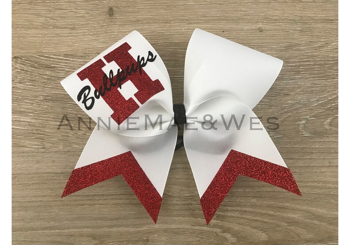 White Cheer Bows White Team Cheer Bow Red and Black Cheer | Etsy
