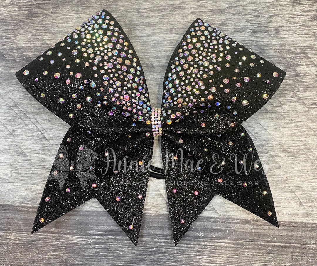 Glitter and Rhinestone Cheer Bow - Shown in Black/ab - Etsy