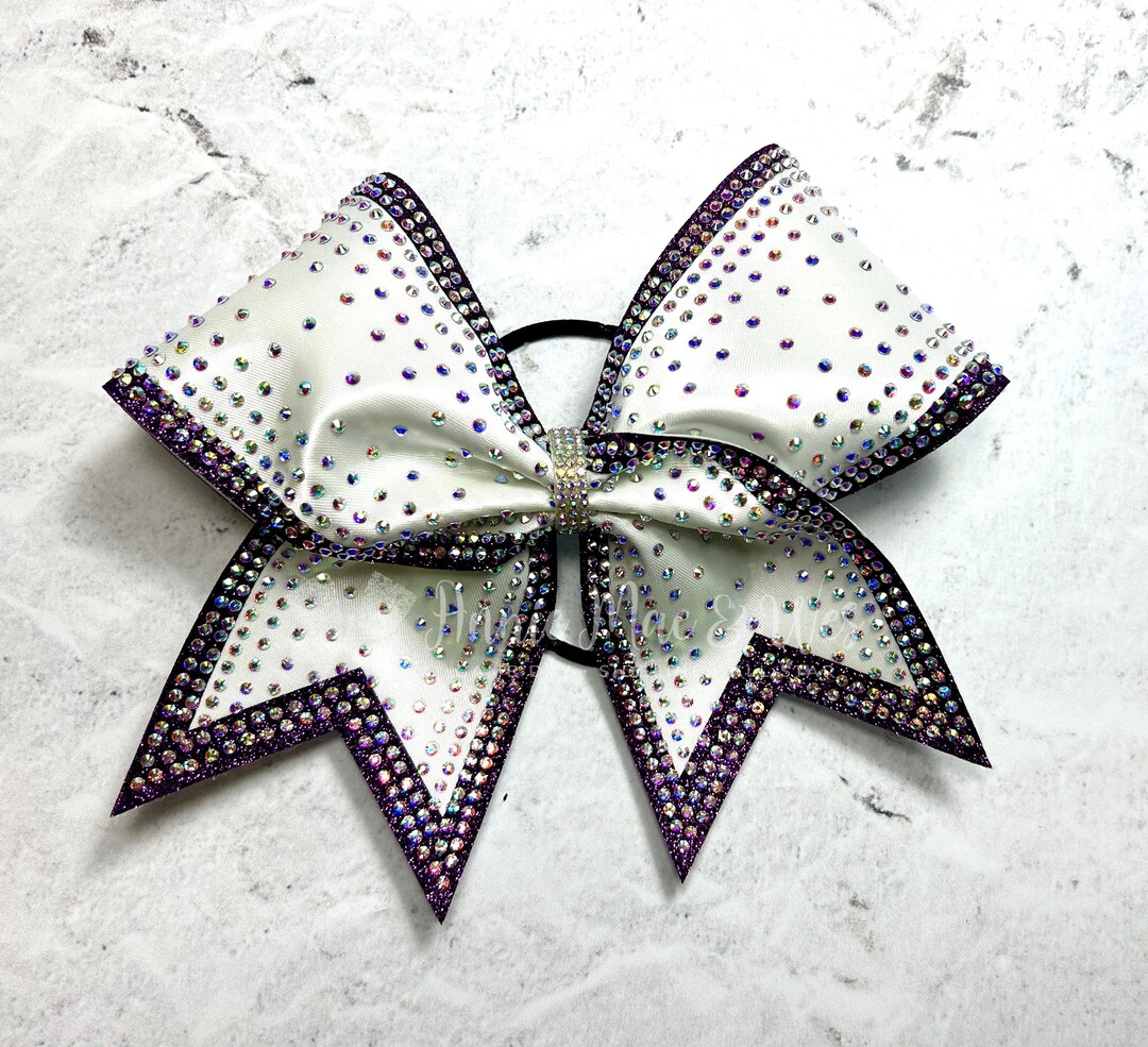Cheer Bow - Satin Cheer Bow - Competition Cheer Bow - AB Rhinestones - Etsy