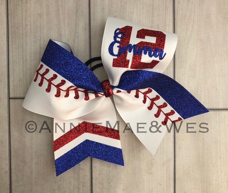 Softball Team Cheer Bow Red and Silver Softball Cheer Bow - Etsy