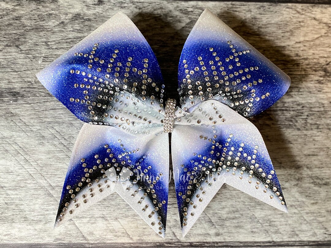 Competition Cheer Bow - Glitter and Rhinestone Bling Cheer Bow - Cheer ...