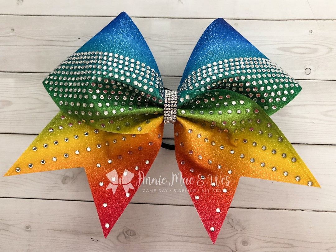 Rainbow Cheer Bow - Ombre Cheer Bow - Cheer Bows - Tropical Cheer Bow ...