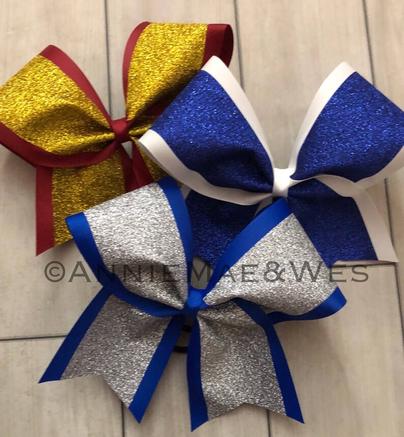 Cheer Bows Your Choice of Ribbon and Glitter Colors | Etsy