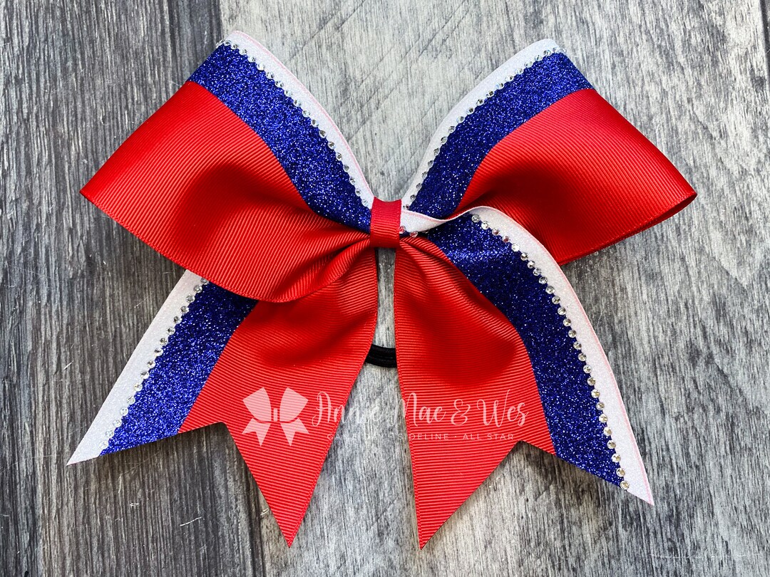 Cheer Bow - Your Choice of Ribbon and 1 Glitter Color - White is ...
