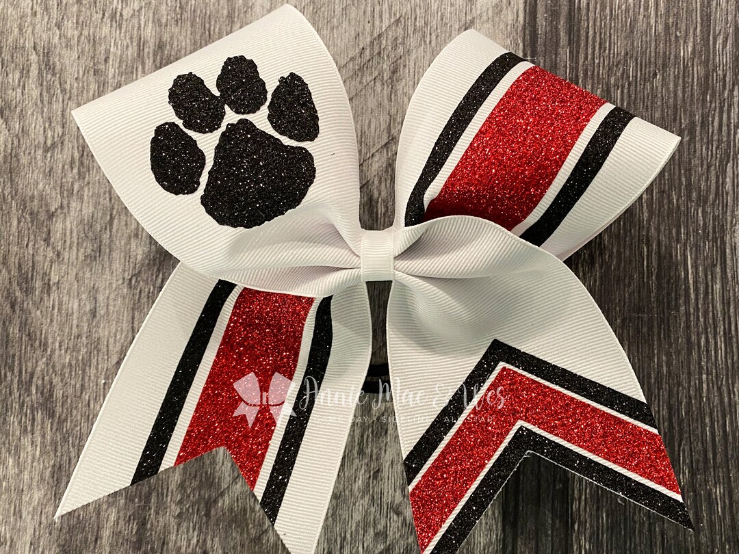 Cheer Bow - White Cheer Bows With Your Choice of 2 Glitter Colors - Etsy