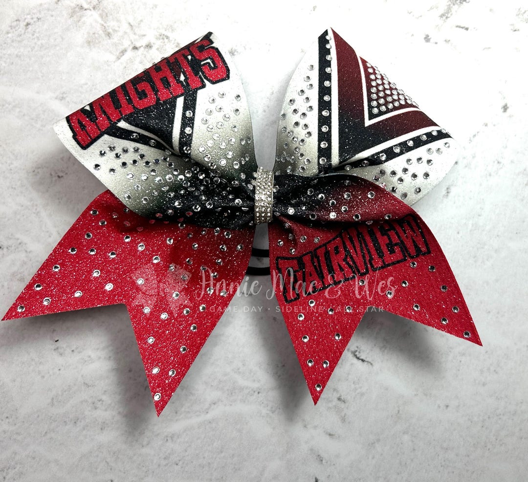 Custom Cheer Bow With Rhinestones – Personalized Team Spirit Hair Bow ...