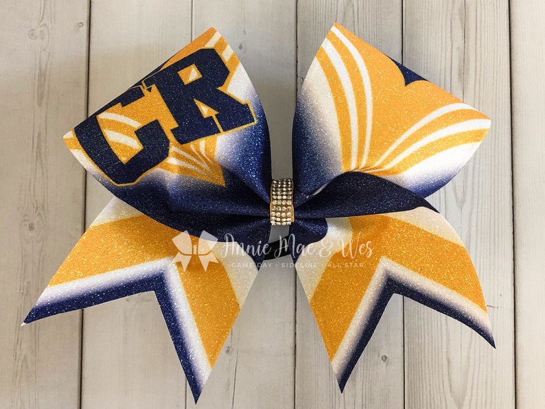 Royal Blue and Yellow Gold Cheer Bow Cheer Bows Team Cheer | Etsy