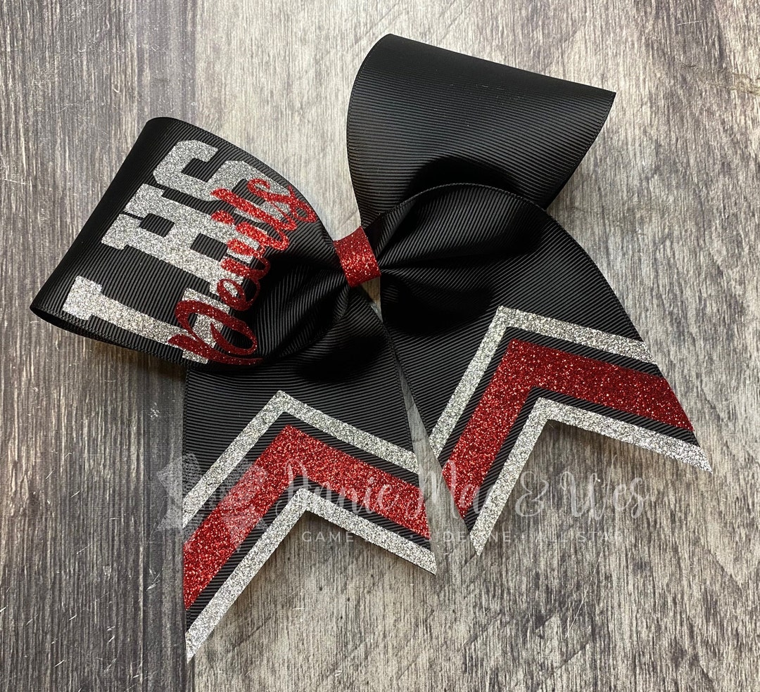Cheer Bow - Black Bows With Your Choice of 2 Glitter Colors - Etsy
