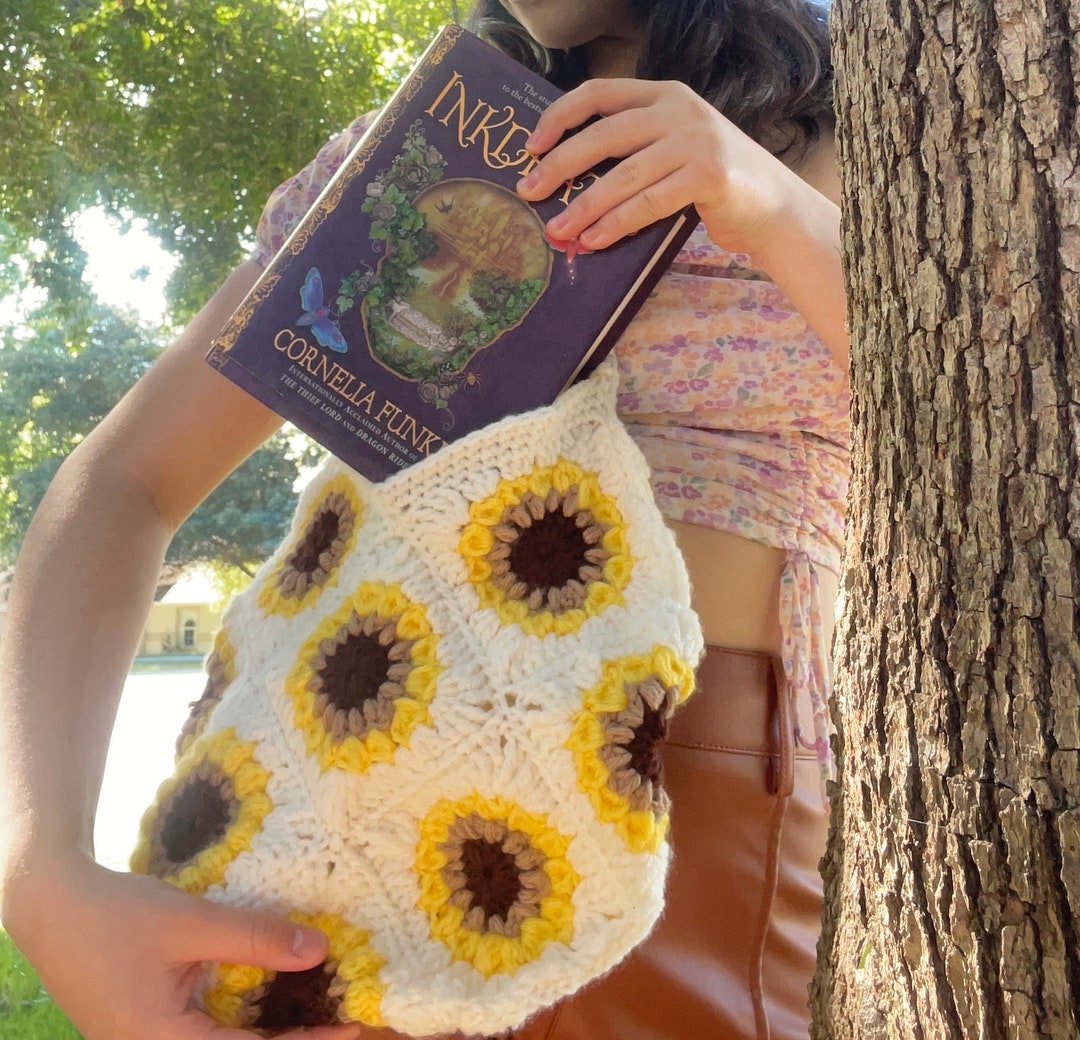 Crochet Sunflower Granny Square Shoulder Bag - Etsy