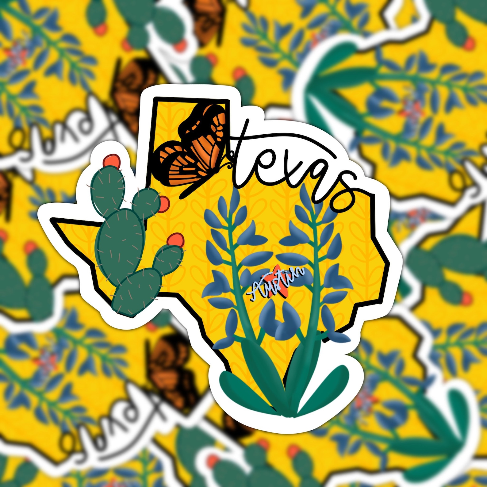Texas State Symbols Vinyl Sticker - Etsy