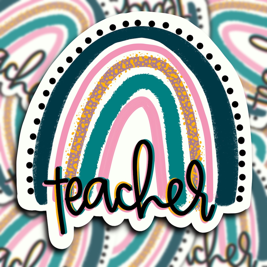 Boho Rainbow Teacher Vinyl Sticker - Etsy