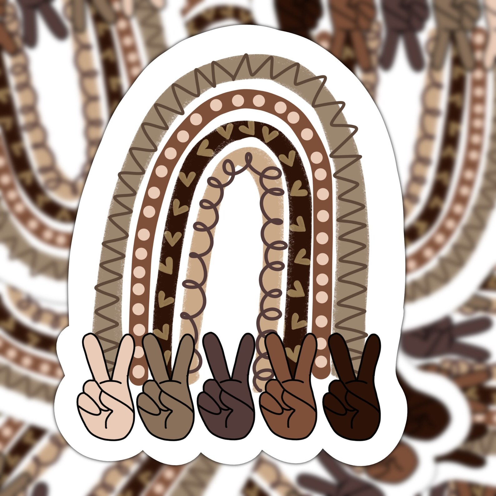 Peace Sign Hands Rainbow multi-race Vinyl Sticker - Etsy