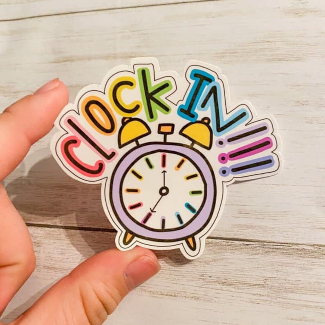 Clock in Vinyl Sticker - Etsy