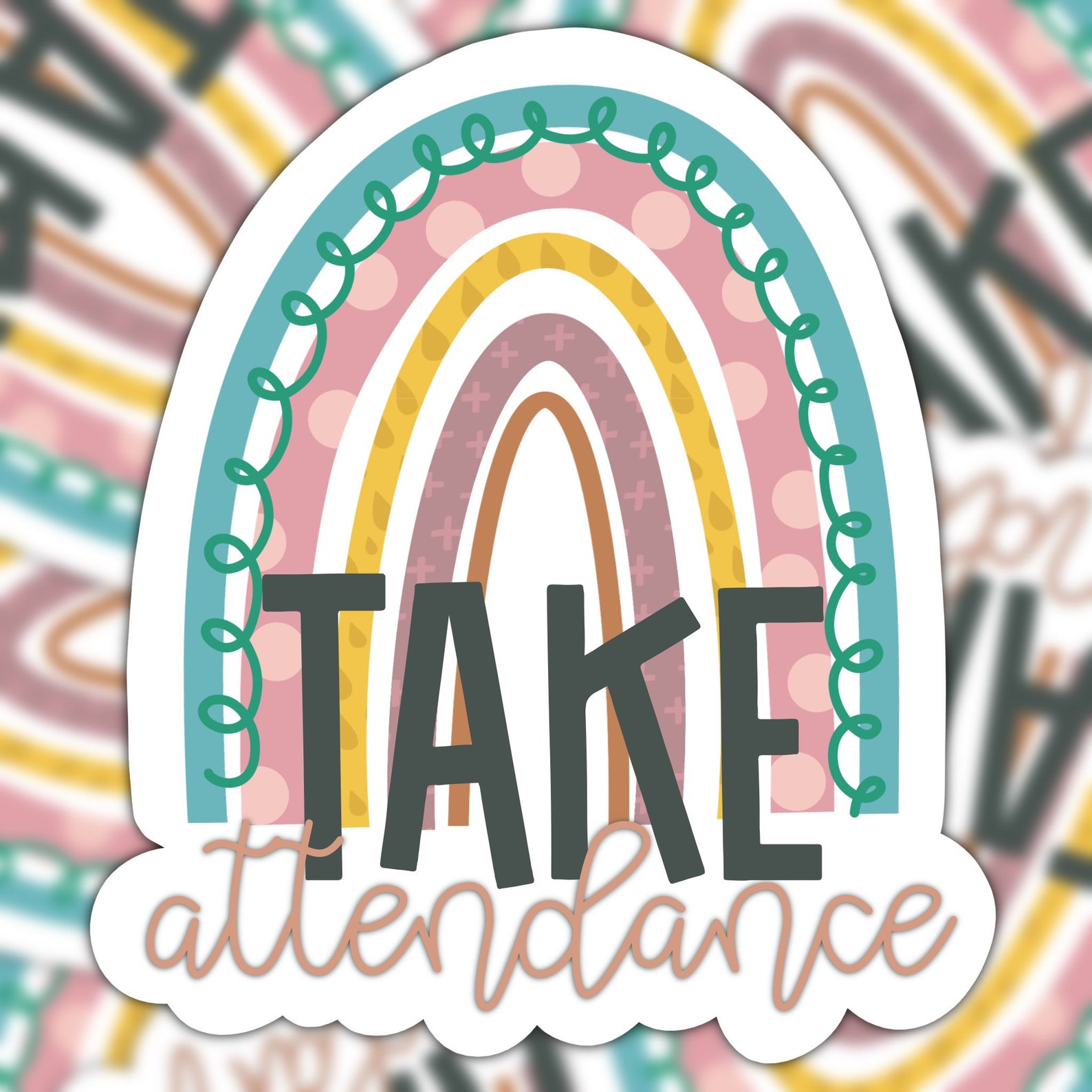 Boho Rainbow Take Attendance Vinyl Sticker - Etsy