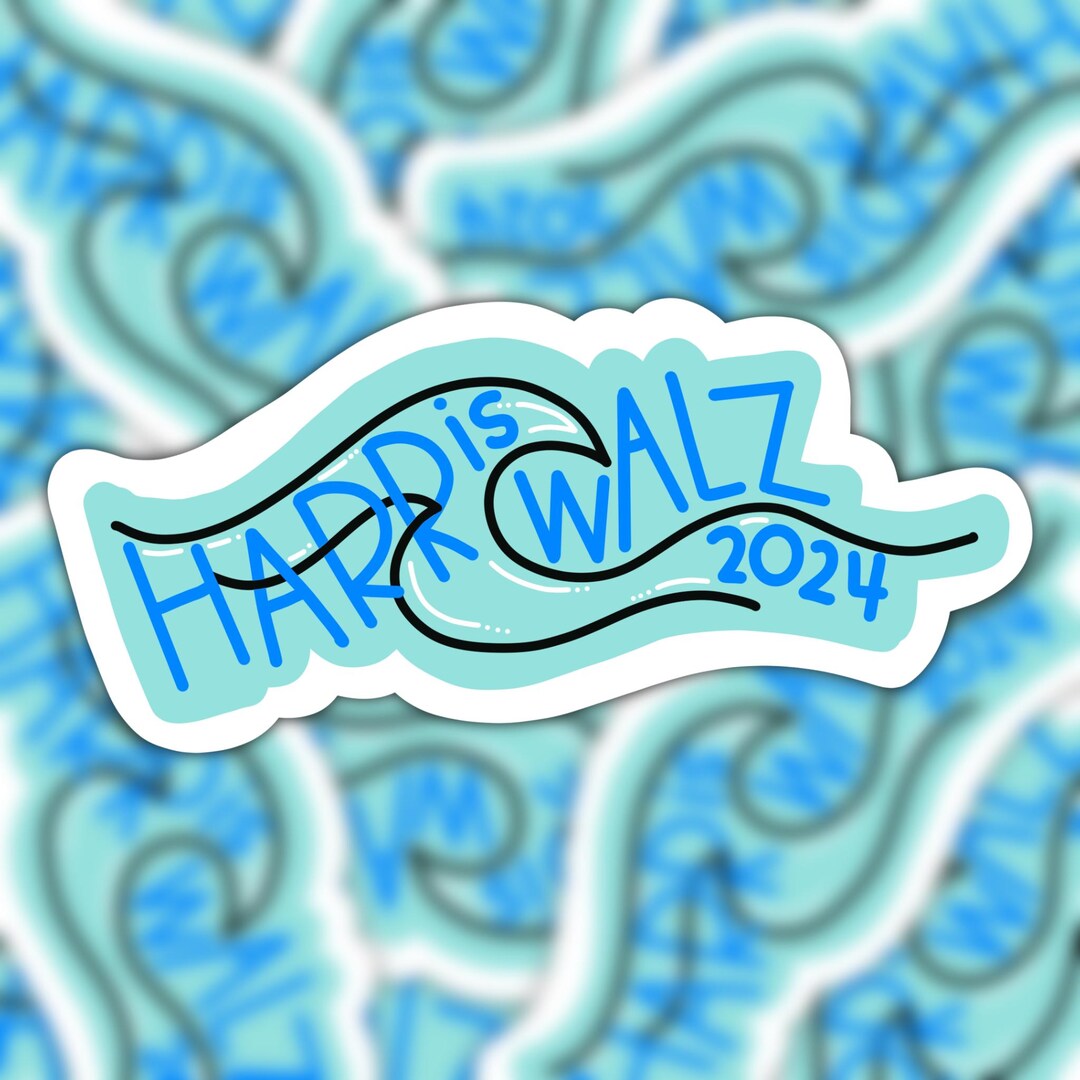 Harris Walz Blue Wave Vinyl Sticker vote 2024 - Etsy
