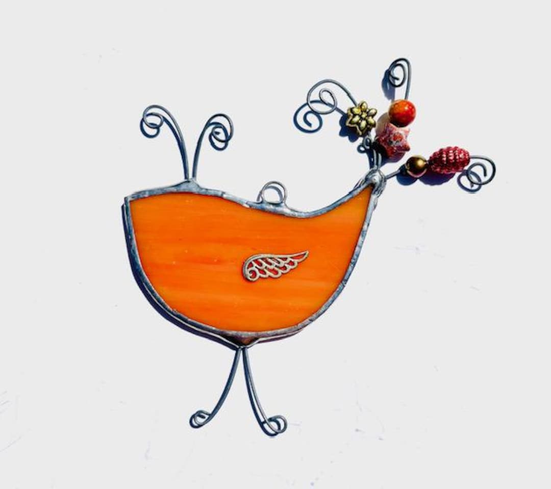 Birdie Suncatcher, Orange Color, Decorative Beadwork - Etsy