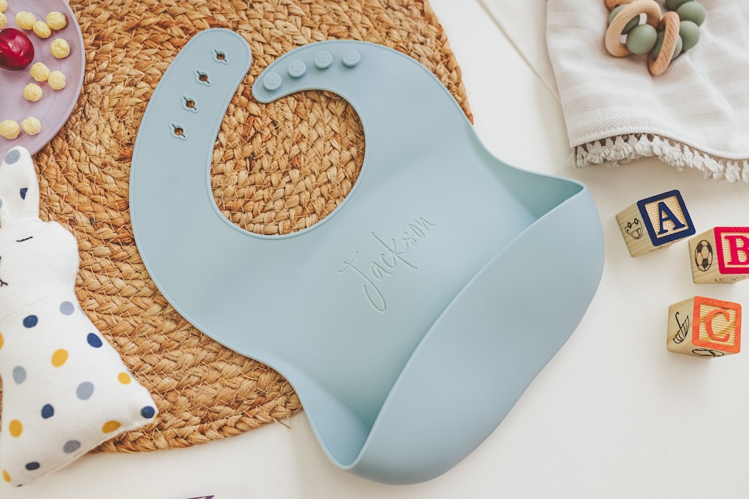 Personalized Bib, Script Name Custom Silicone Baby Bib, Gender Neutral ...