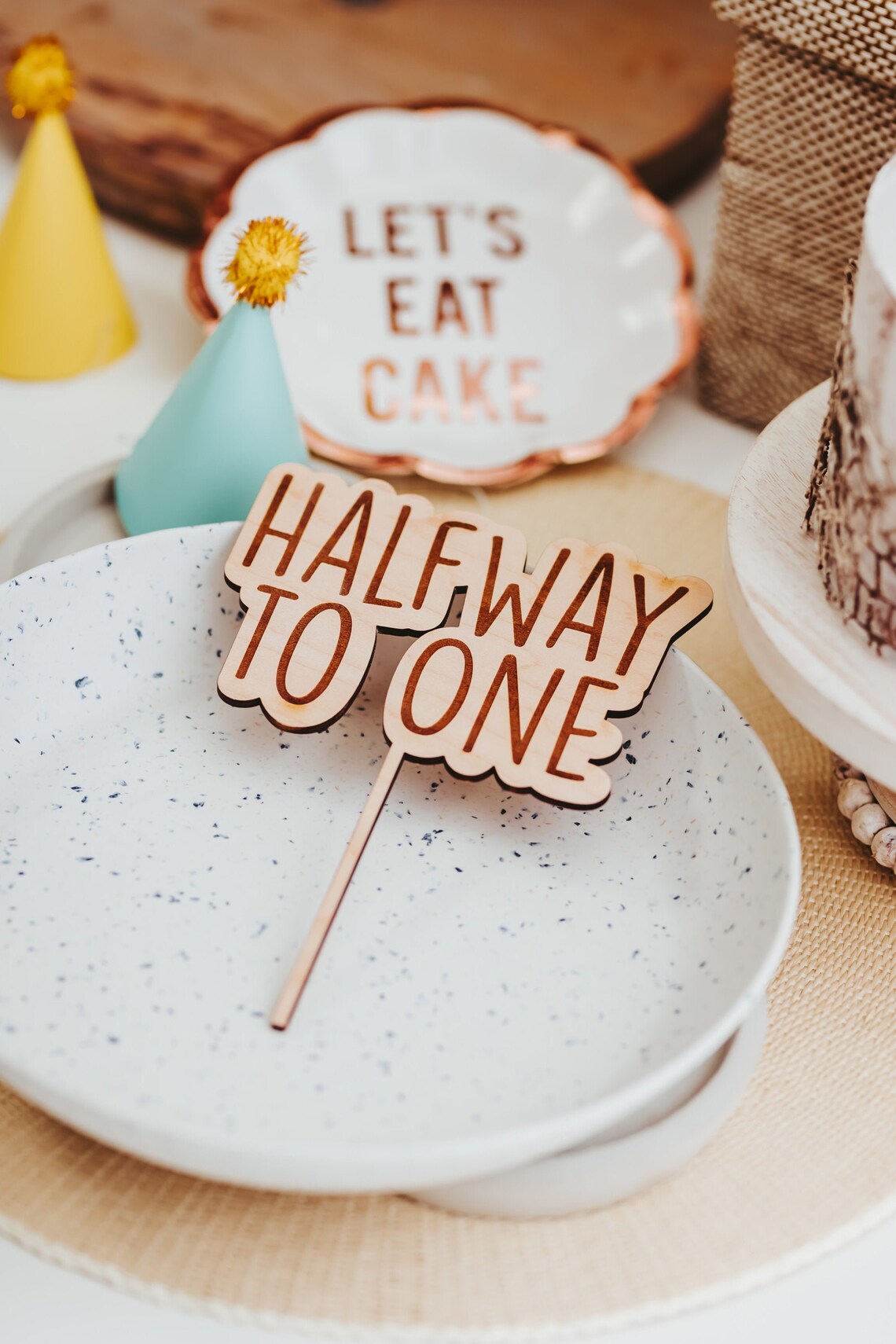 Halfway to One Cake Topper Wooden Party Decorations Baby First | Etsy