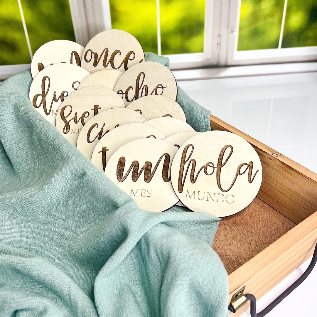 Spanish Baby Milestone Discs: Baltic Birch Wood Photo Props - Etsy