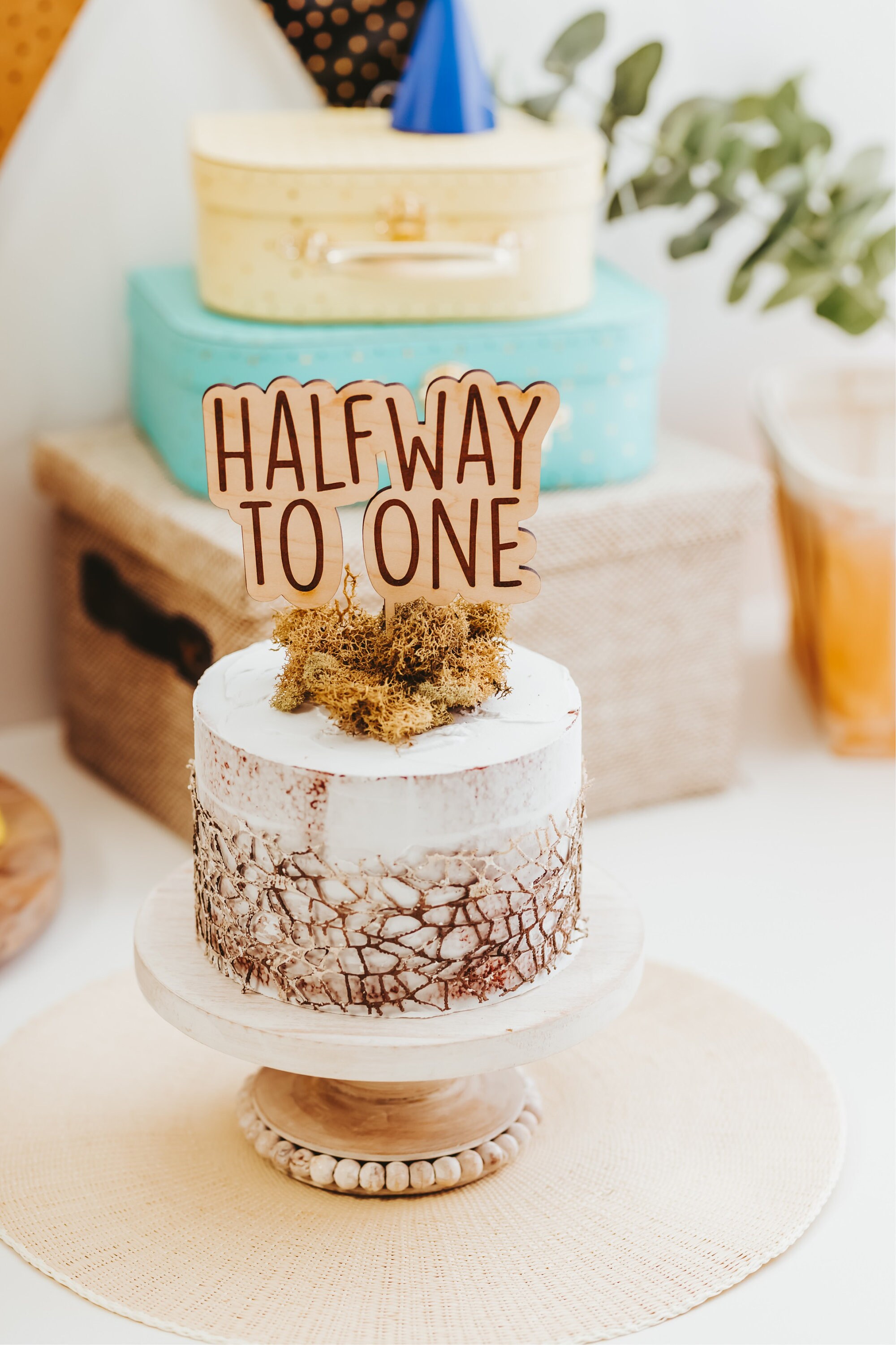Halfway to One Cake Topper Wooden Party Decorations Baby First | Etsy