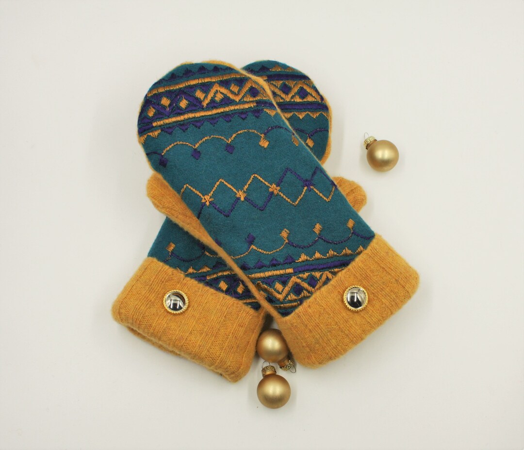 Traditional Style Teal With Gold and Purple Accent Embroidery Wool ...