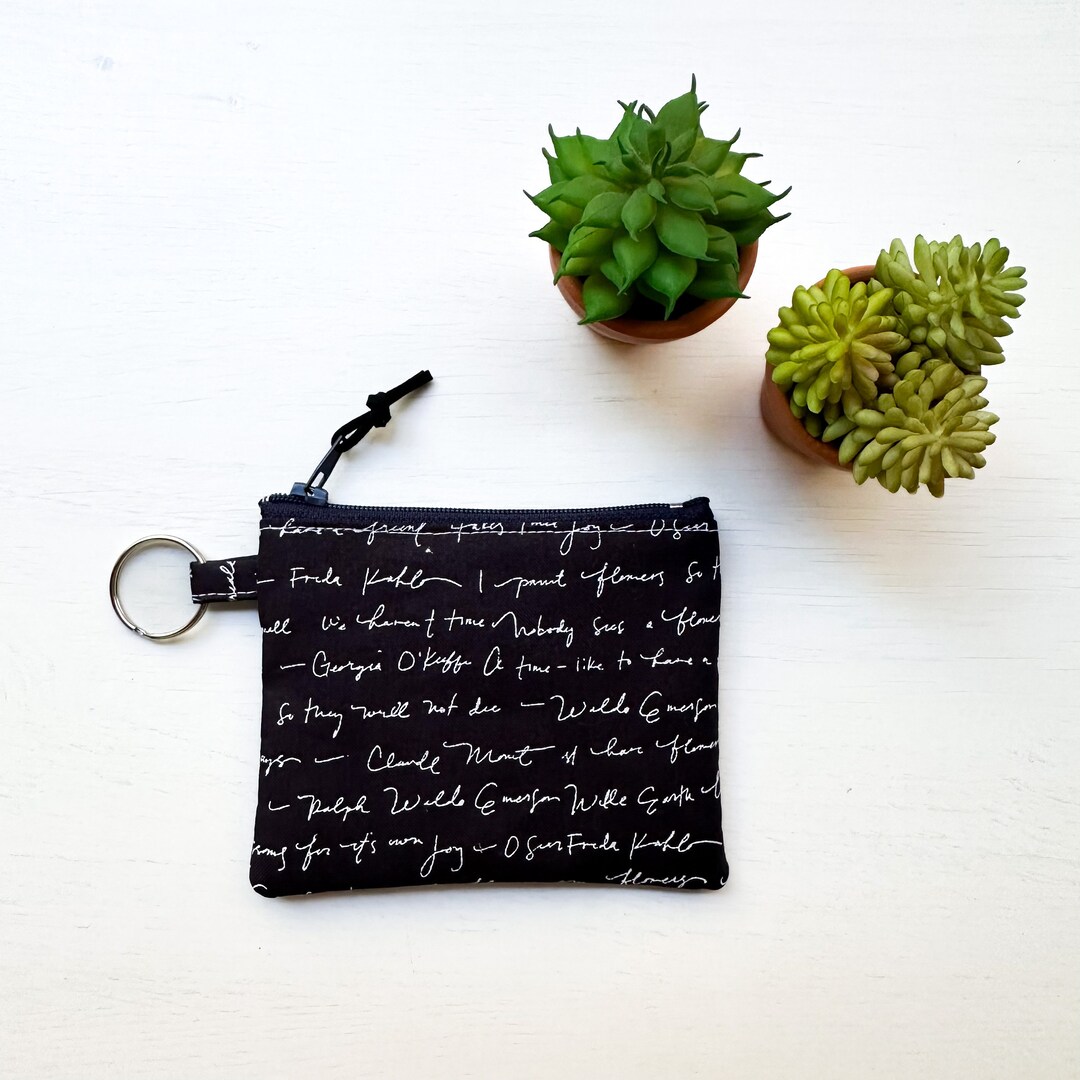 Handmade Letter Print Cotton Coin Purse: Zipper Pouch (4.5” X 3.5”) - Etsy