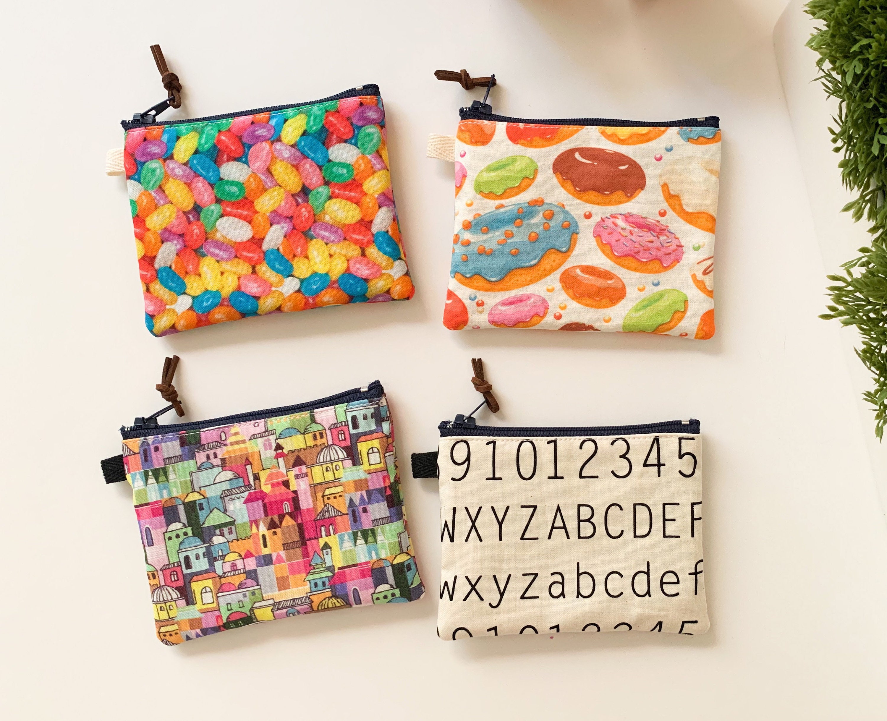 Handmade Cotton Coin Purse: Cute Fabric Card Wallet, Small Zipper Pouch ...