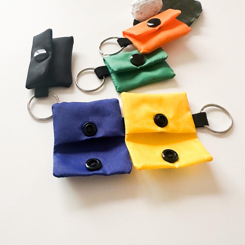 Handmade Nylon Micro Pouch: Solid Color Mini Bag With Keyring - Etsy