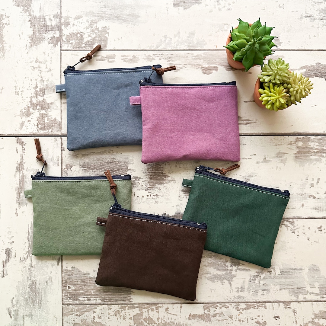 Handmade Cotton Coin Purse: Solid Color Zipper Pouch (4.5” X 3.5”) - Etsy