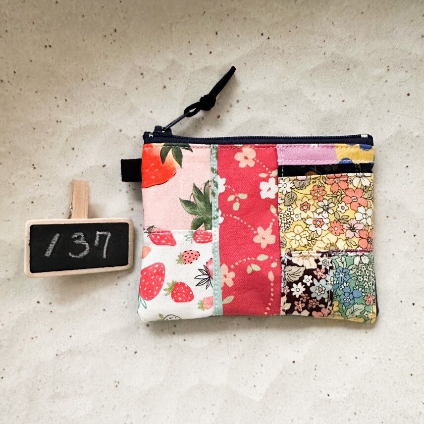 Handmade Cotton Patchwork Coin Purse: Fabric Card Wallet (4.5” X 3.5 ...