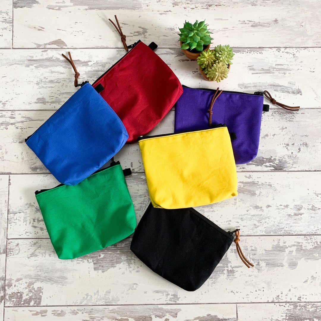 Handmade Solid Color Cotton Coin Purse: Zipper Pouch (5.25” X 3.75 ...