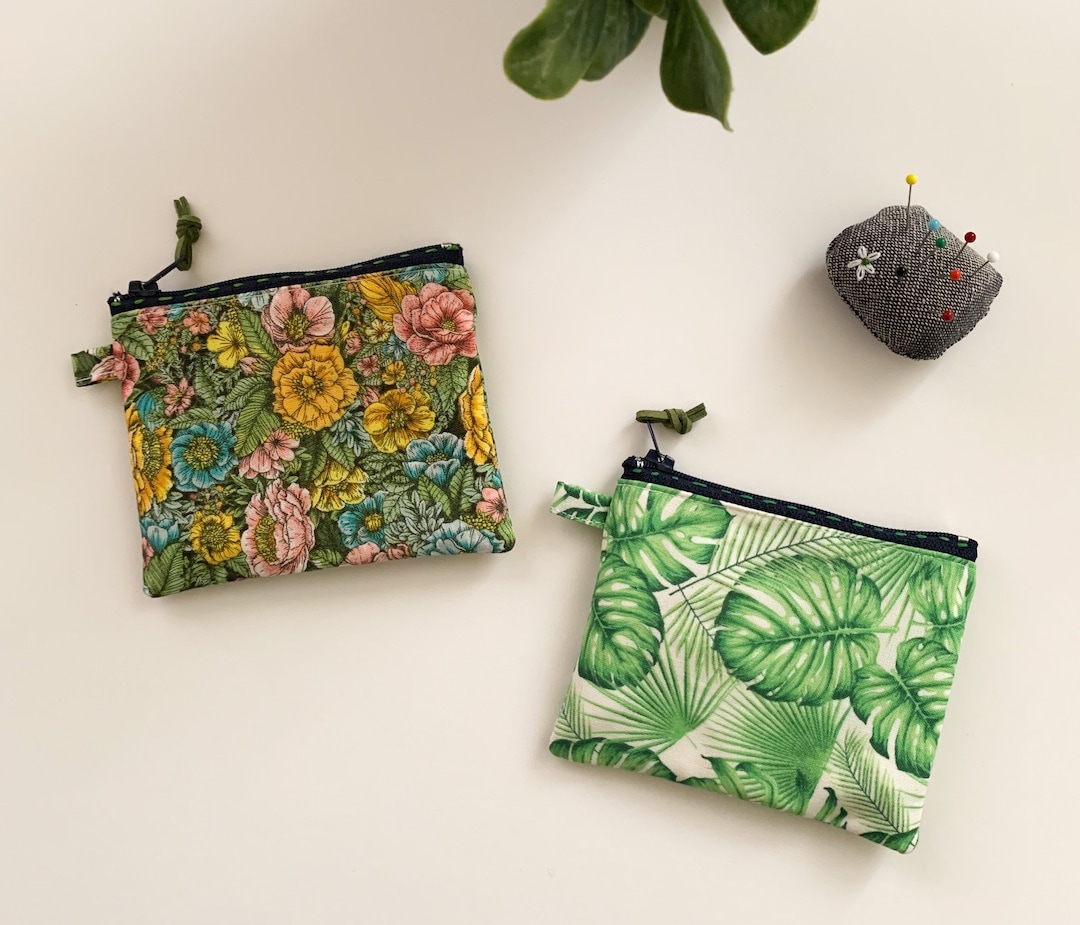 Handmade Floral Fabric Coin Purse: Summer Green Zipper Pouch - Etsy