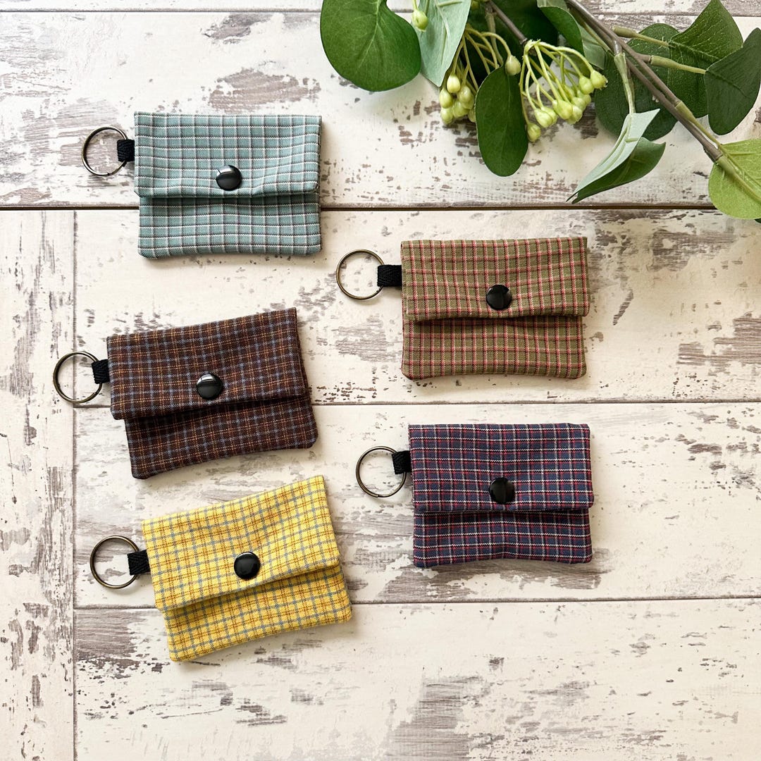Handmade Checkered Fabric Mini Pouch: Keyring Coin Purse - Etsy