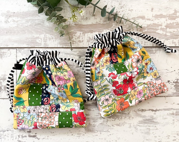 Handmade Beautiful Patchwork String Bag Cosmetics Pouch String Bag ...