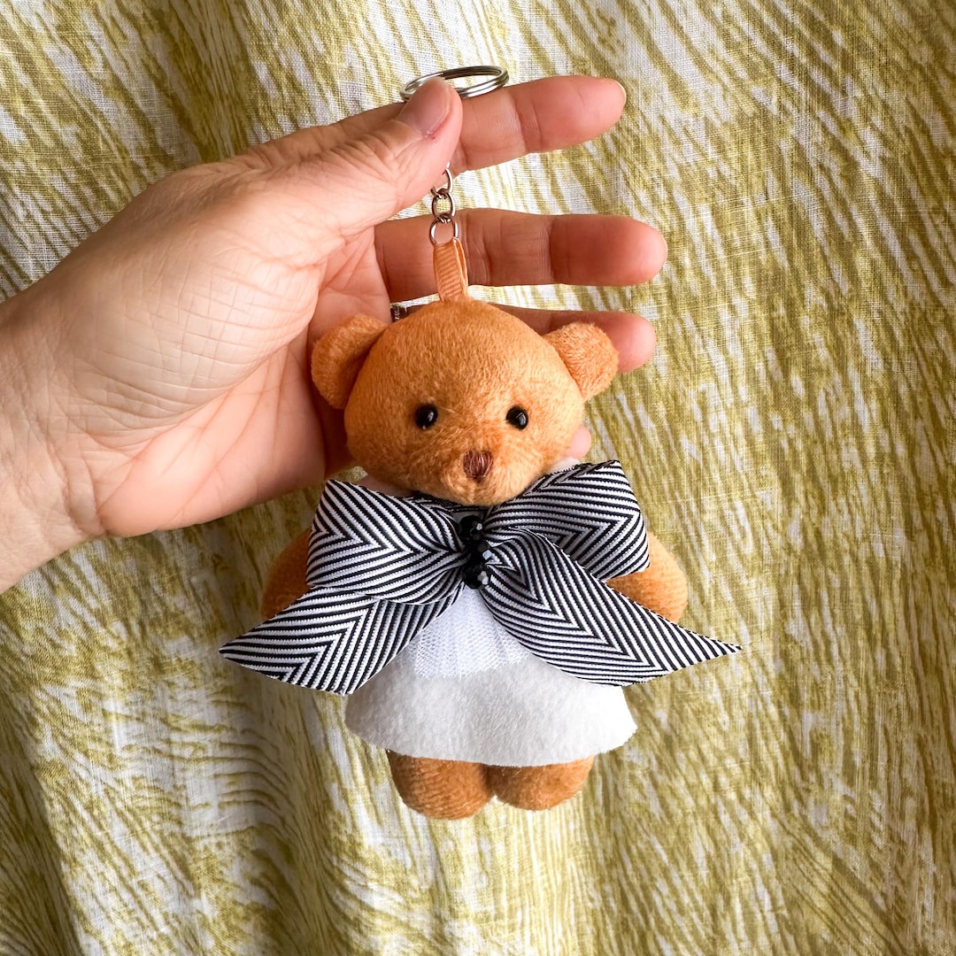 Handmade Plush Teddy Bear Keychain: Mini Pouch Bag Charm - Etsy