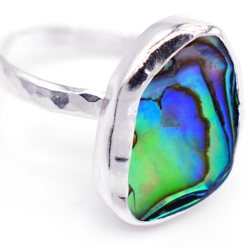Silver Paua Shell Ring Silver Shell Ring Silver Abalone - Etsy