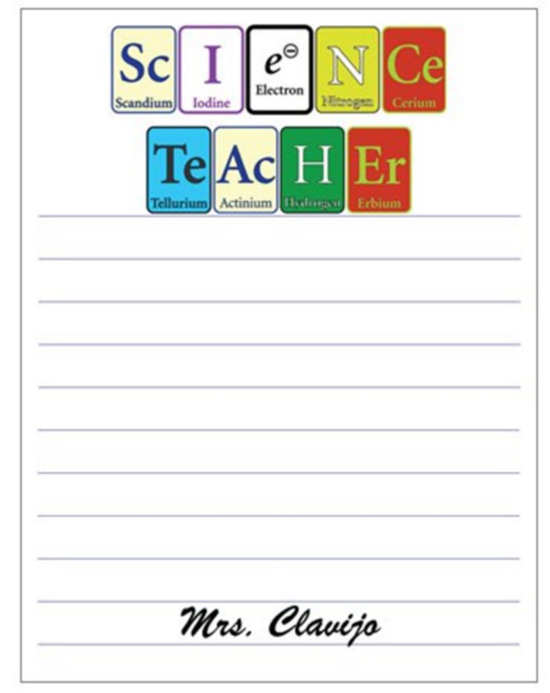 3 Note Pads for Chemistry Teacher or Science Teachers, Any Custom Name ...