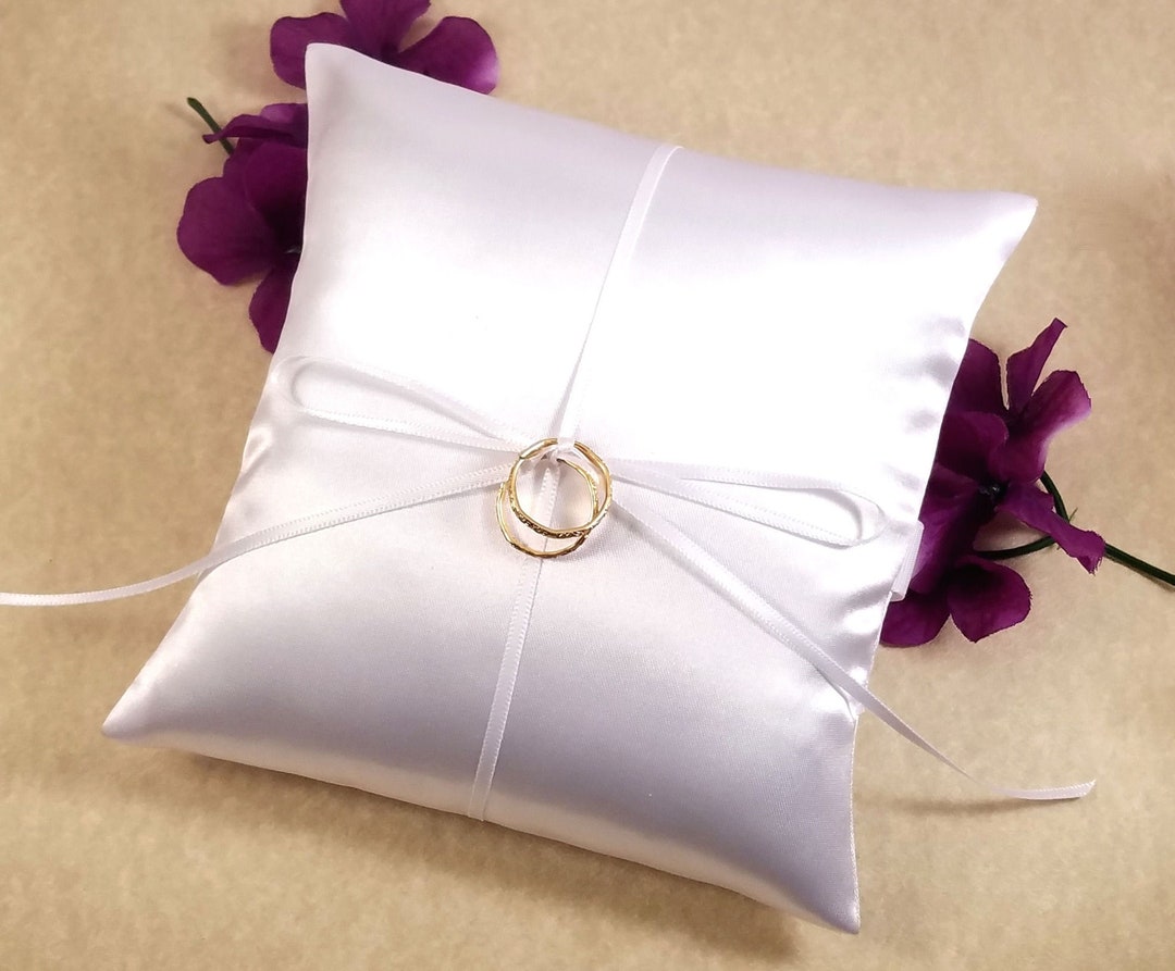 Small Ring Bearer Pillow White Satin Mini Wedding Pillow for Toddler or ...