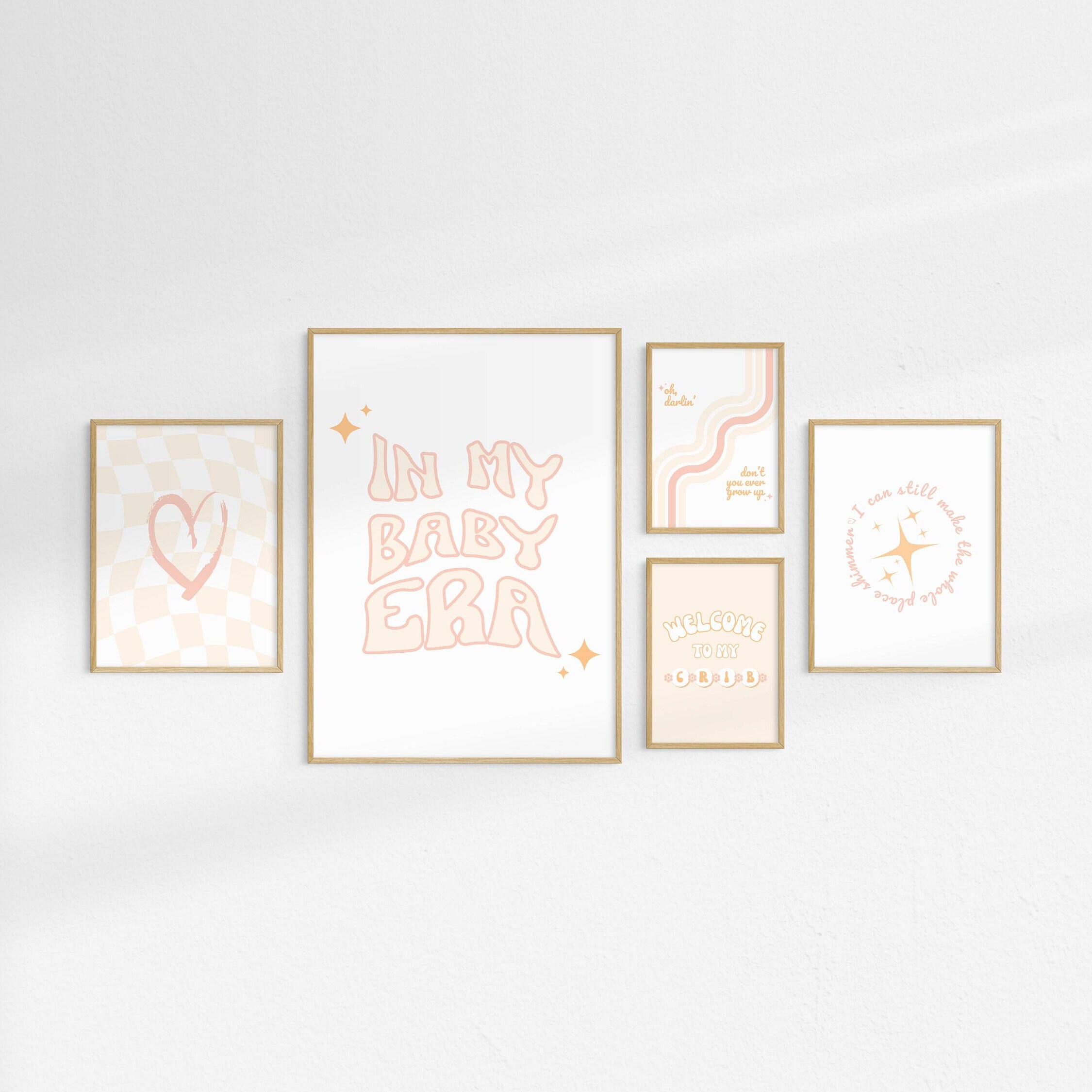 Five Taylor Swift Nursery Wall Art Prints, in My Baby Era, Oh Darling ...