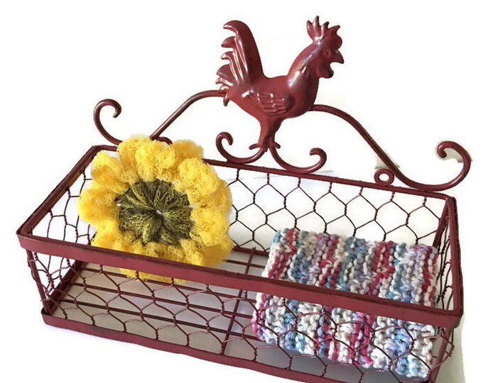 Country Rooster Red Chicken Wire Basket Gift Set - Chicken Wire Basket ...