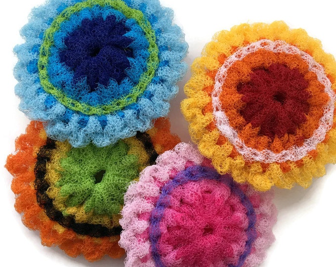 Crochet Flower Scrubbies You Choose Colors and 2 Through 4 Unsponge ...